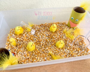 Feeding Chickens Sensory Bin {Fun Easter Activity} - totschoolresources.com