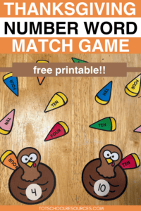 Fun Turkey Number Word Game {Kindergarten Printable ...