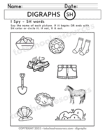 Fun Consonant Digraph Worksheets (K & 1st grade) - totschoolresources.com