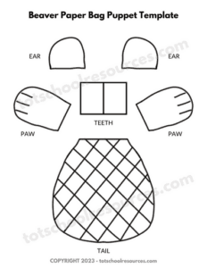 Easy Paper Bag Beaver Craft {printable template} - totschoolresources.com