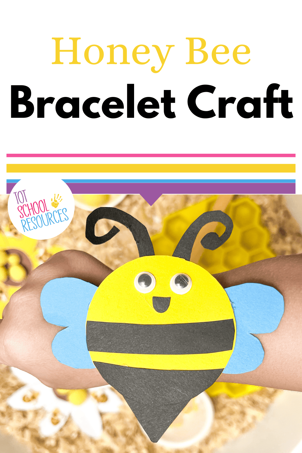 Cute Bee Bracelet Craft {Paper Craft} - totschoolresources.com