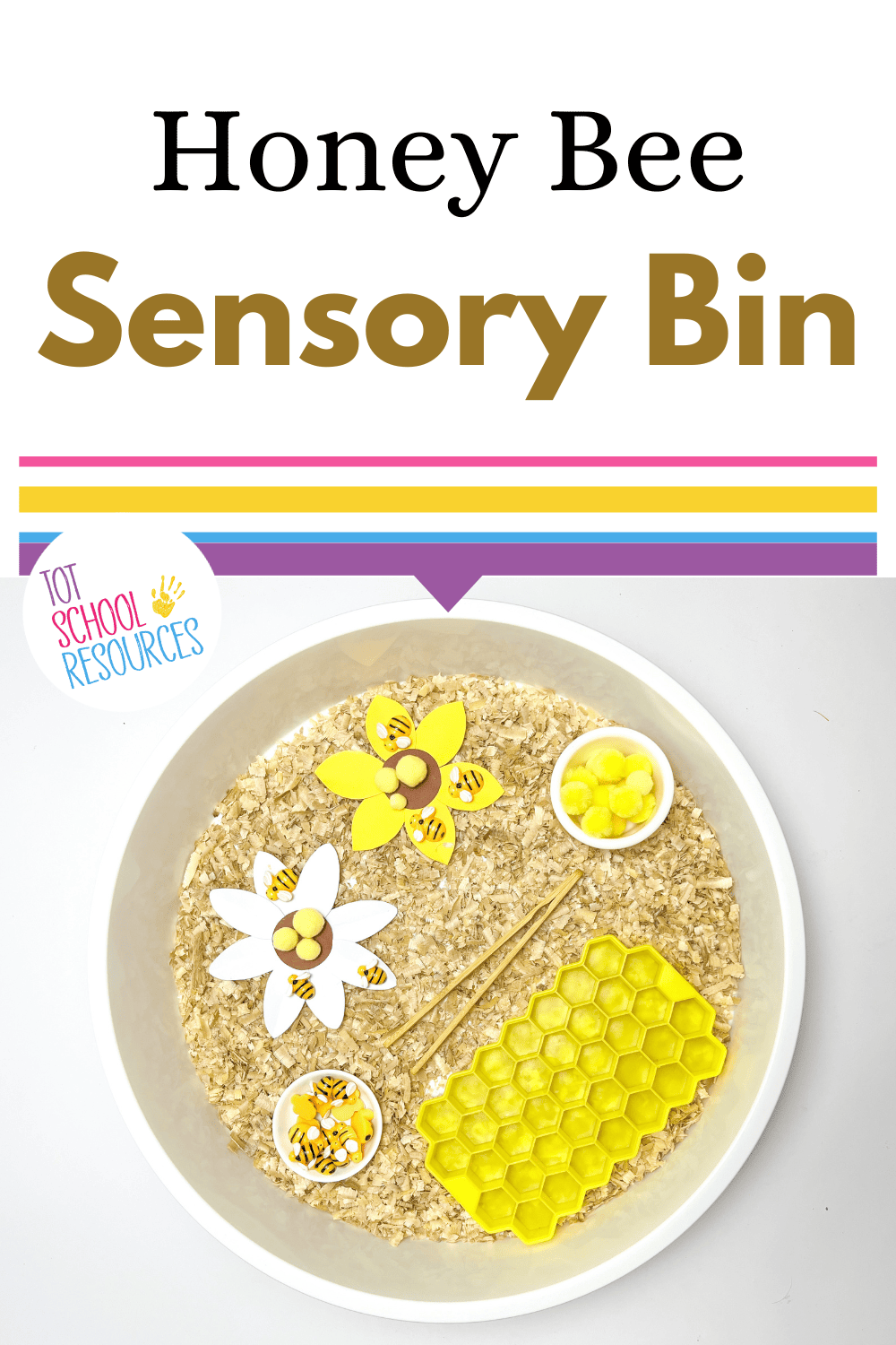 Bee Sensory Bin {Spring Sensory Bin} - totschoolresources.com