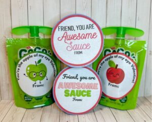 Cute Applesauce Valentine Printable {Pouch or Cup} - totschoolresources.com