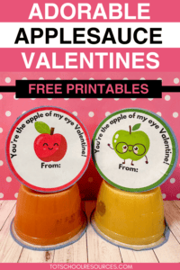 Cute Applesauce Valentine Printable {Pouch or Cup} - totschoolresources.com