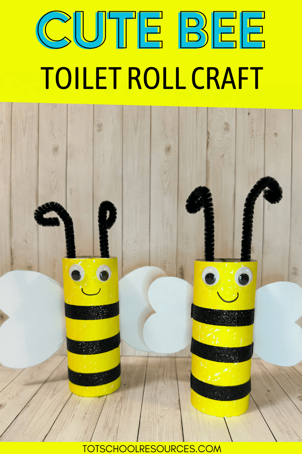 Easy Bee toilet paper roll craft {low mess} - totschoolresources.com
