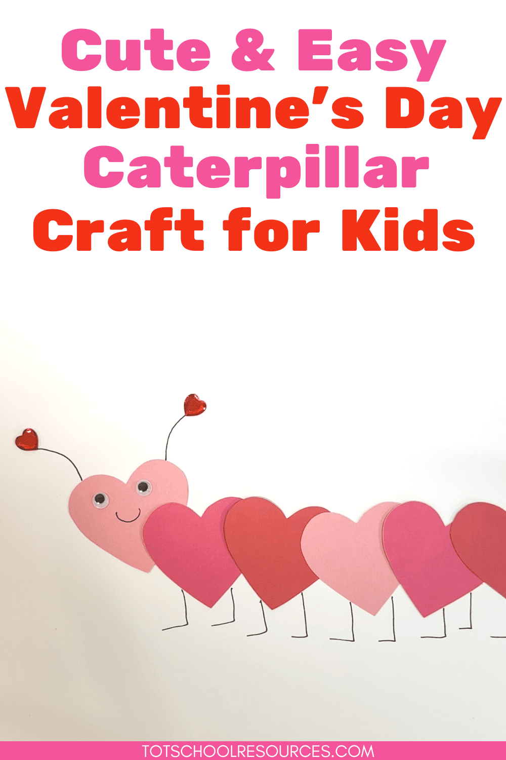 Valentine's Day Caterpillar Heart Craft {for kids} - totschoolresources.com