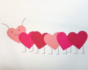 Valentine's Day Caterpillar Heart Craft {for kids} - totschoolresources.com