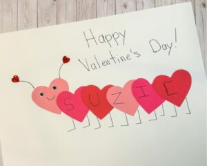 Valentine's Day Caterpillar Heart Craft {for kids} - totschoolresources.com