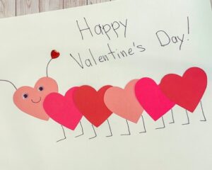 Valentine's Day Caterpillar Heart Craft {for kids} - totschoolresources.com