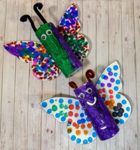 Rainbow Dot Maker Butterfly {Toilet Roll Craft} - totschoolresources.com