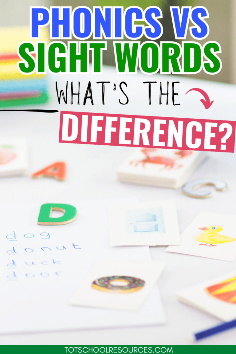 Sight words vs phonics (what's the difference?) - totschoolresources.com