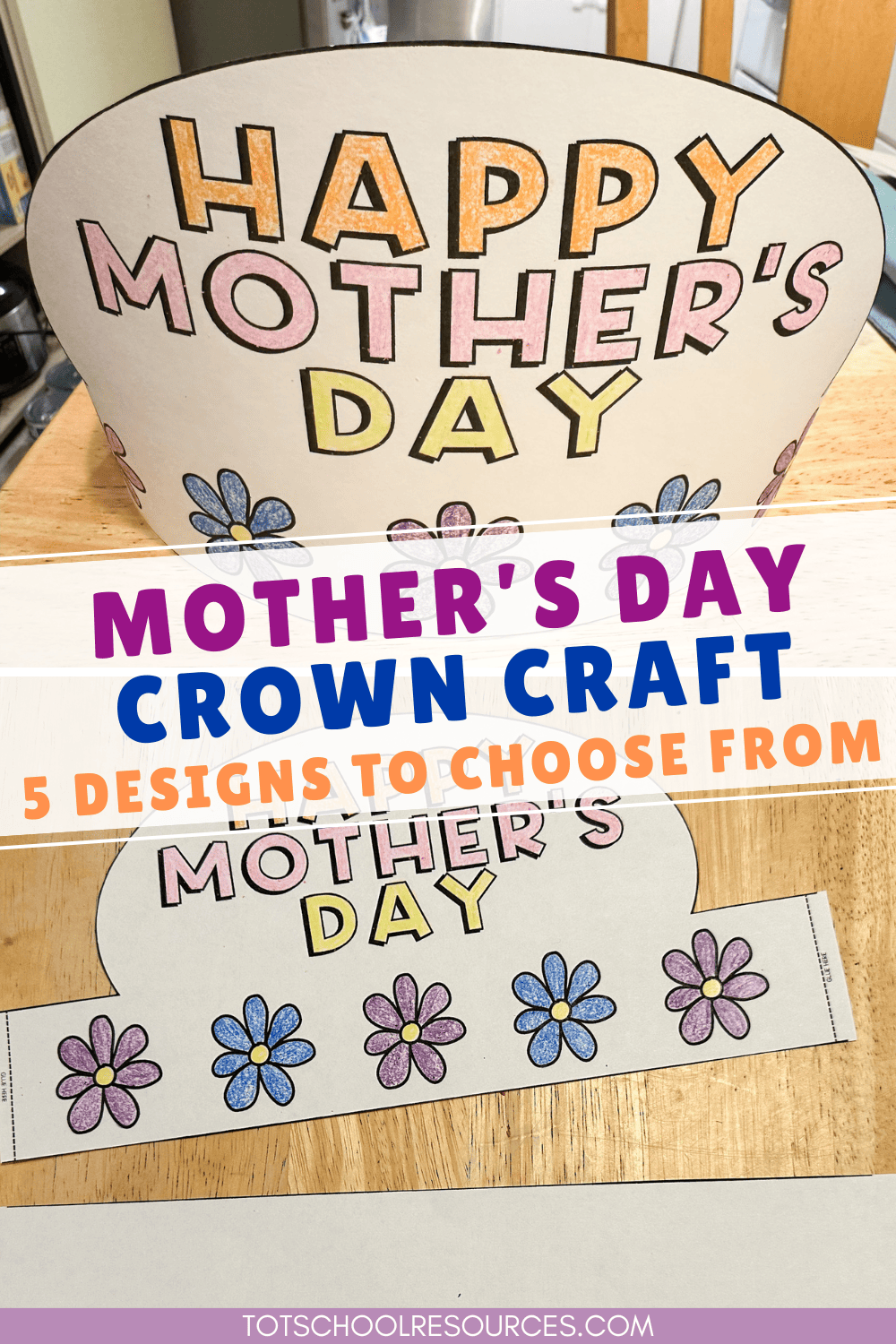 Mother's Day Crown Craft {Printable Hat Templates} - totschoolresources.com
