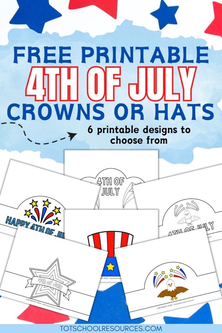 4th of July Crown Craft {Printable Hat Templates} - totschoolresources.com