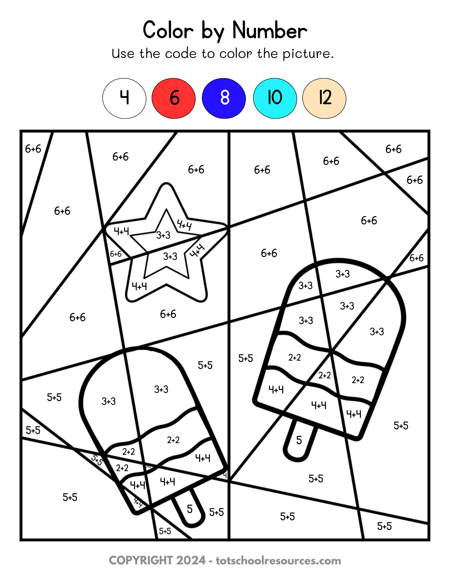 4th of July Color By Number {Printable Color by Code Activity ...