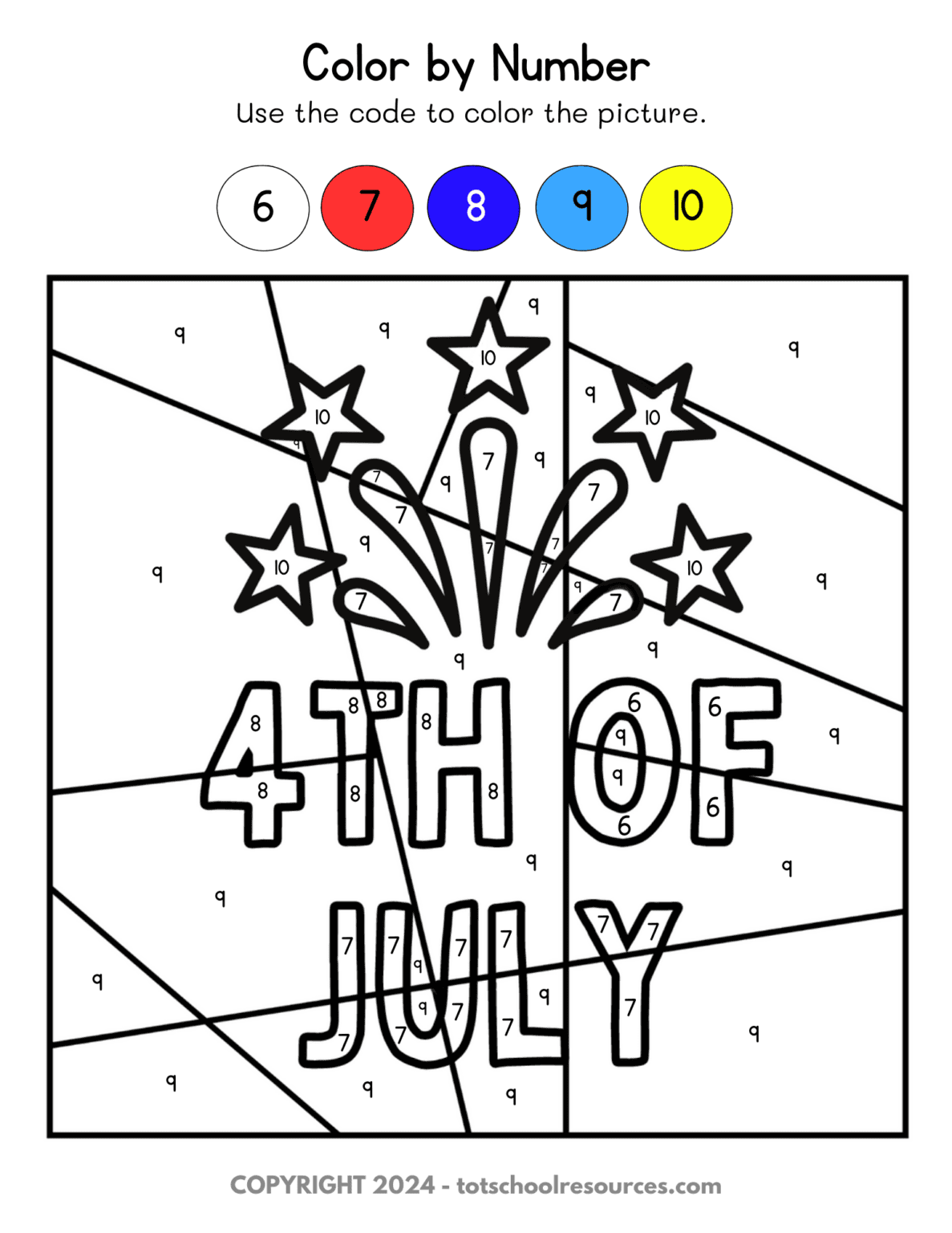4th of July Color By Number {Printable Color by Code Activity ...