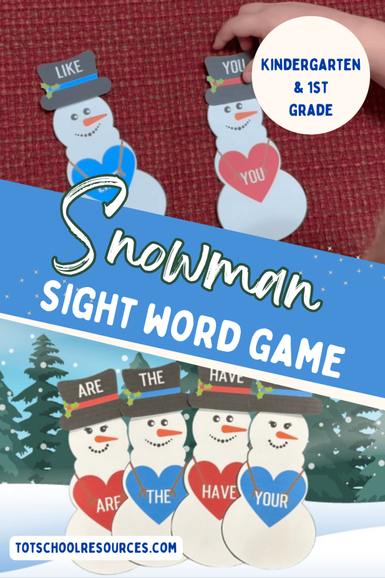 Snowman Sight Word Game {free printable} - totschoolresources.com