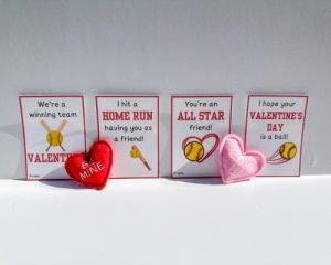 Softball Valentines {Free Printable} - totschoolresources.com