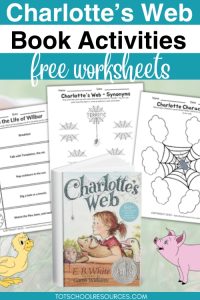 Charlotte's Web book activities {free worksheets} - totschoolresources.com