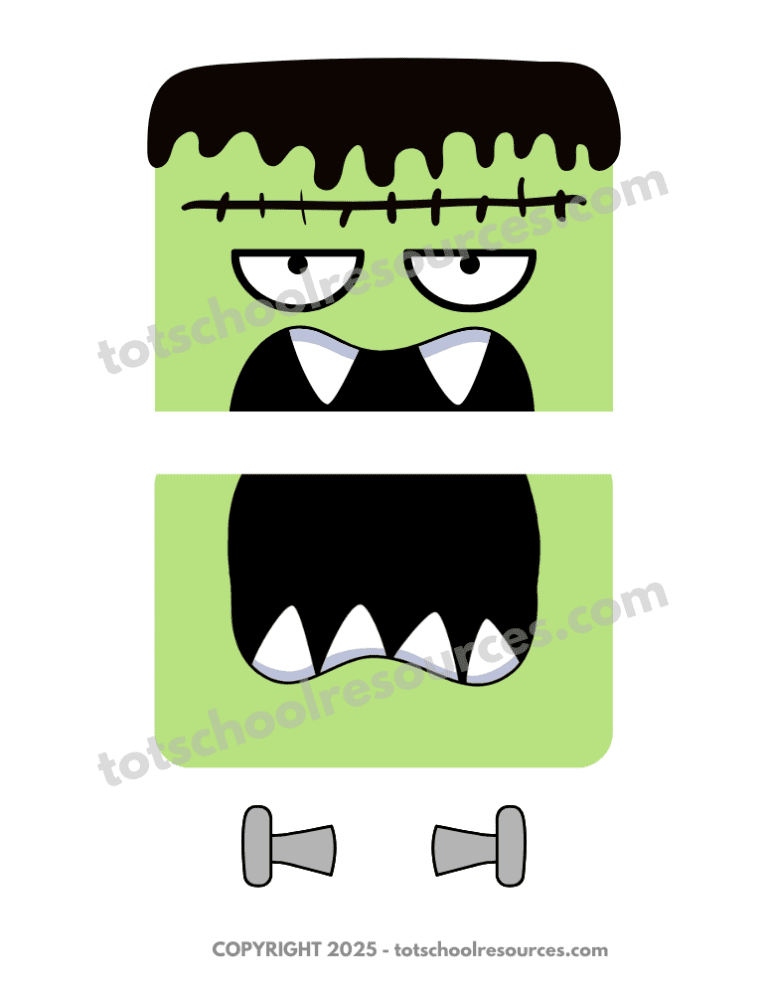 Frankenstein Paper Bag Craft {printable template} - totschoolresources.com
