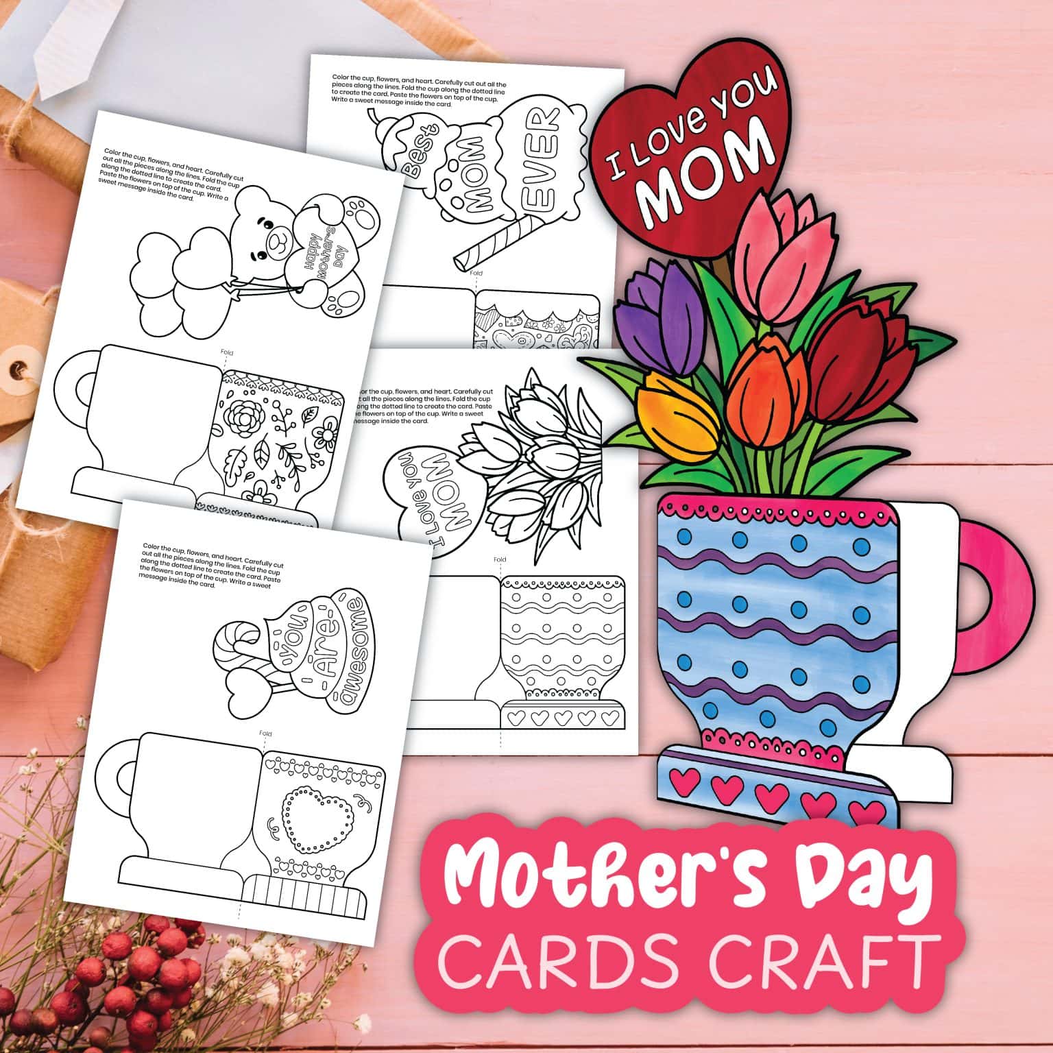 DIY Mother's Day Flower Cards {with printable templates ...